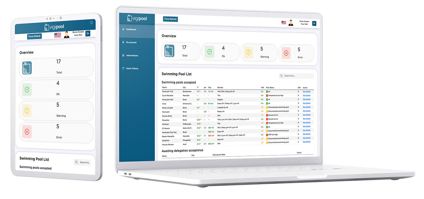 Vigipool Supervision, la plateforme de gestion de parc de CCEI - Activité Piscine